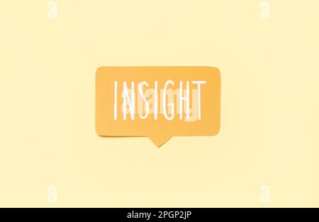 Speech bubble with word INSIGHT on beige background with space for text ...