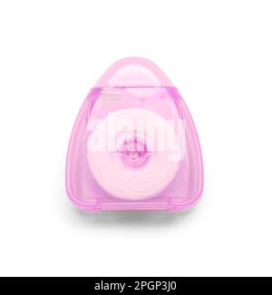 Case with pink dental floss isolated on white background Stock Photo ...