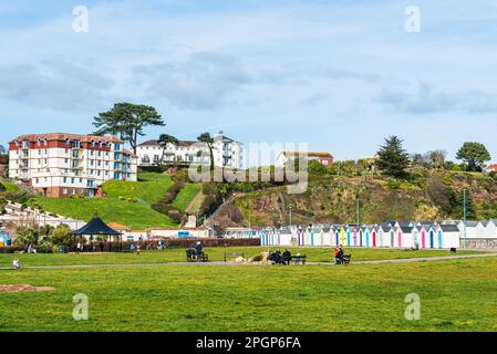Beach Huts, Goodrington Boating Lakes, Paignton, Devon, England Stock ...