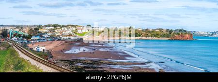 Aerial view of Roundham Head and Goodrington Promenade from a drone ...