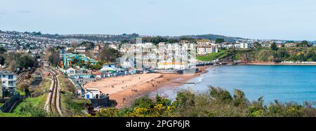 Aerial view of Roundham Head and Goodrington Promenade from a drone ...
