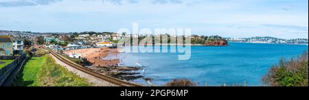 Aerial view of Roundham Head and Goodrington Promenade from a drone ...