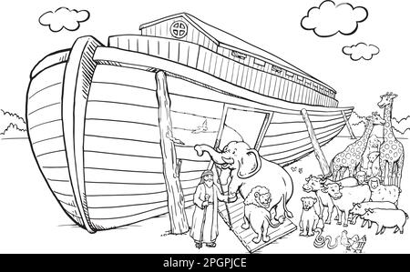 Cartoon noah ark with animals Stock Vector Image & Art - Alamy