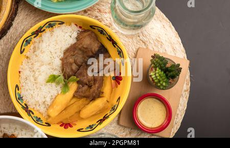 Fried fish sticks and fried yuca Peruvian food buffet table Assorted ...