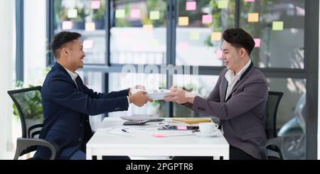 Group of Businessman and Accountant checking data document on digital ...