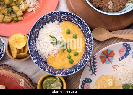 Peruvian food buffet table locro pumpkin stew Stock Photo - Alamy