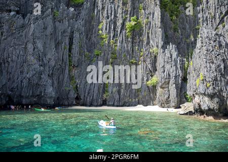Majestic rocks in El Nido, Palawan in the Philippines, covered with ...