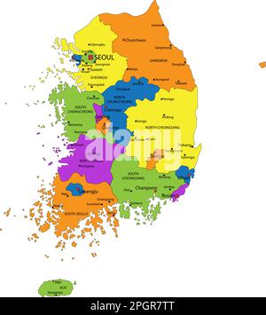 South Asia map - 4 bright color scheme. High detailed political map of ...