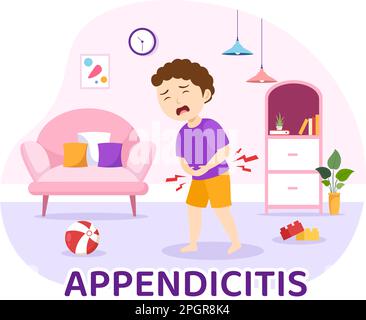 Appendicitis Illustration with Kids Inflammation of the Appendix and ...