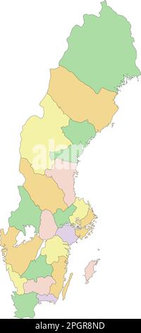 Sweden - Highly detailed editable political map with labeling Stock ...