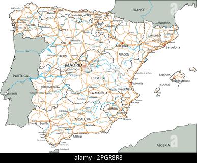 High detailed Spain road map with labeling Stock Vector Image & Art - Alamy