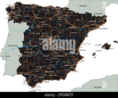 High detailed Spain road map with labeling Stock Vector Image & Art - Alamy