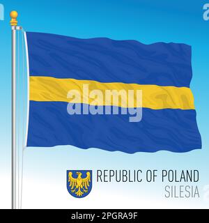 Silesia regional flag and coat of arms, Republic of Poland, european ...