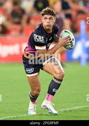 Reece Walsh of the Broncos is seen warming up before the NRL Round 4 ...