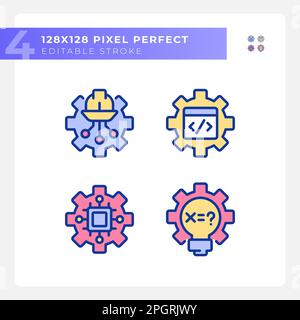 STEM technology settings pixel perfect linear icons set Stock Vector Image & Art - Alamy
