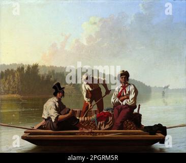 'Boatmen on the Missouri' by George Caleb Bingham depicts a group of ...