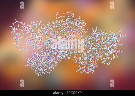 Anthrax toxin lethal factor. 3D cartoon and Gaussian surface models ...