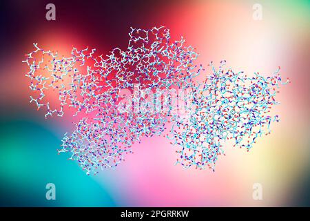 Anthrax toxin lethal factor. 3D cartoon and Gaussian surface models ...