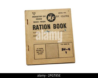 A British food ration coupon book. Introduced in 1940 during the Second ...