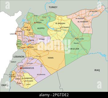 Syria - Highly detailed, editable political map with labeling Stock ...