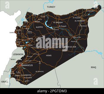 High detailed Syria road map with labeling Stock Vector Image & Art - Alamy