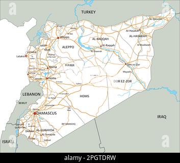 Syria road and highway map. Vector illustration Stock Vector Image ...