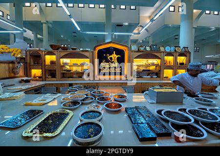 Traditional Omani halwa (sweet jelly) for sale in the suq in Nizwa ...