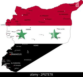 Syria highly detailed political map with national flag Stock Vector ...