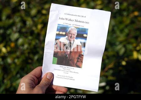 The order of service for the funeral of sport commentator John Motson ...