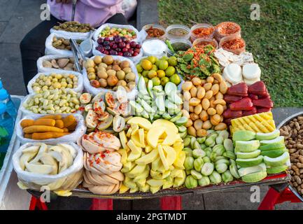 Colorful delicious healthy organic Khmer fruits,snacks,and spicy ...