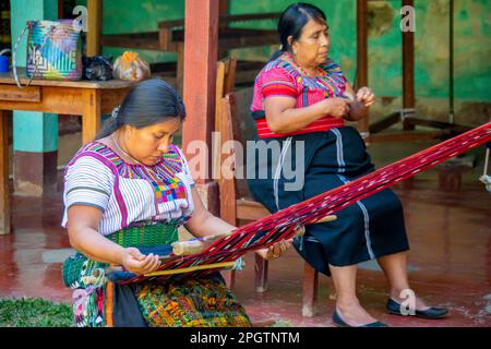 Women making handmade textiles in Guatemala Stock Photo - Alamy