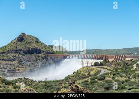Wall of the Vanderkloof Dam in the Orange River on the border of the ...