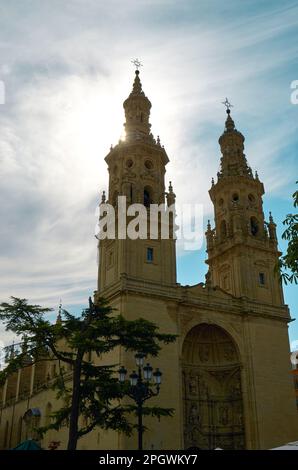 Co-Cathedral of Saint Maria de la Redonda in sunny day. Logrono, Spain ...