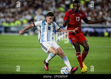 Julian Alvarez of Argentina seen in action during the match between ...