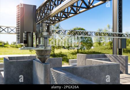 3d printing single-family house with concrete. New technology house ...