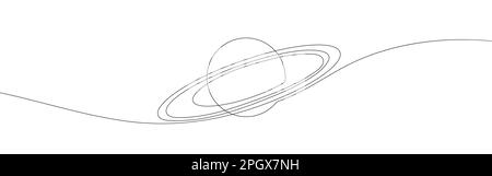 Continuous one line drawing Saturn Planet. Solar system. Vector Stock ...