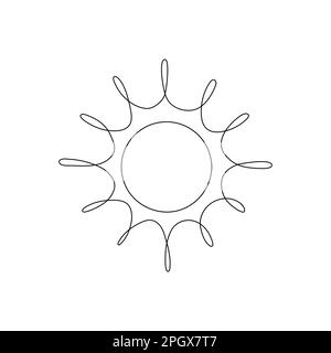 Continuous line drawing of sun icon. One line drawing background. Vector illustration. Sun ...