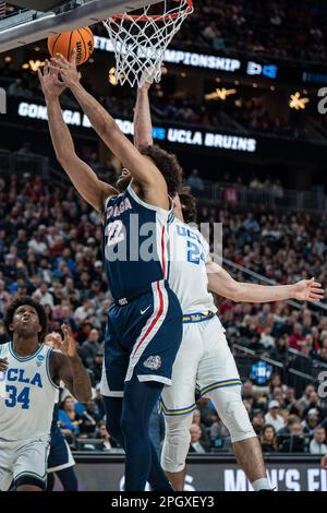 Gonzaga forward Anton Watson (22) goes to the hoop during the first ...