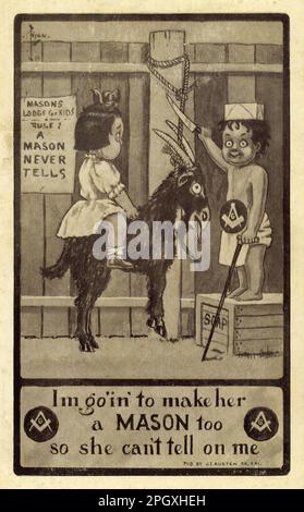 Masonic Postcard. The Initiation Stock Photo - Alamy