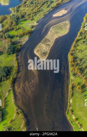 Aerial photograph, renaturation Lippe estuary in nature reserve and ...