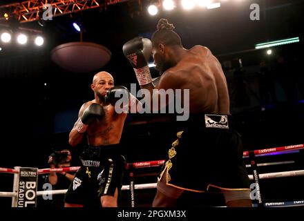 Lyndon Arthur during his Light-Heavyweight fight against Boris Crighton ...