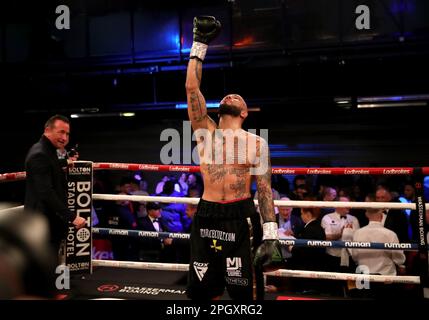 Lyndon Arthur celebrates after winning his Light-Heavyweight fight ...