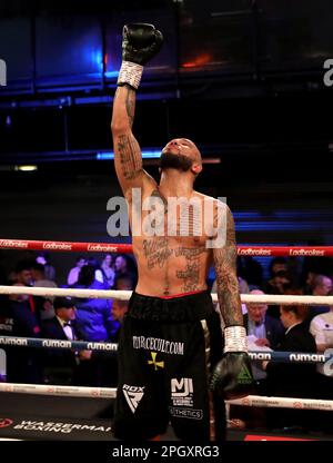 Lyndon Arthur celebrates after winning his Light-Heavyweight fight ...