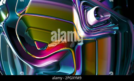 An abstract rotating 3D reflective mirror orb background rendering ...