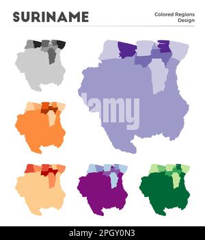Isolated colored map of Suriname with borders of the regions Stock ...