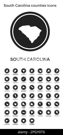 South Carolina maps vector outline counties, townships, regions ...