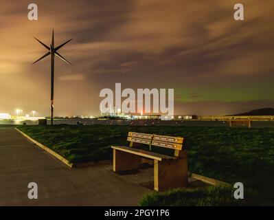The aurora borealis visible at Howth Harbour as a result of a G3 ...