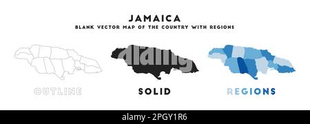 Jamaica map. Blank vector map of the country with regions. Borders of ...
