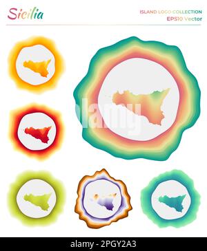 Sicilia badge. Bright gradient logo of island in low poly style ...