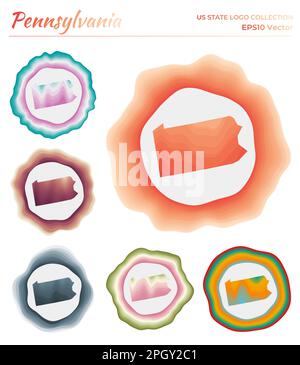 Pennsylvania logo. Badge of the US state. Layered circular sign around ...